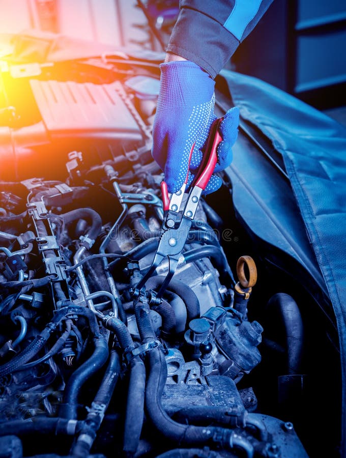 Repairing Engine at Service Station. Car Repair Stock Photo - Image of ...