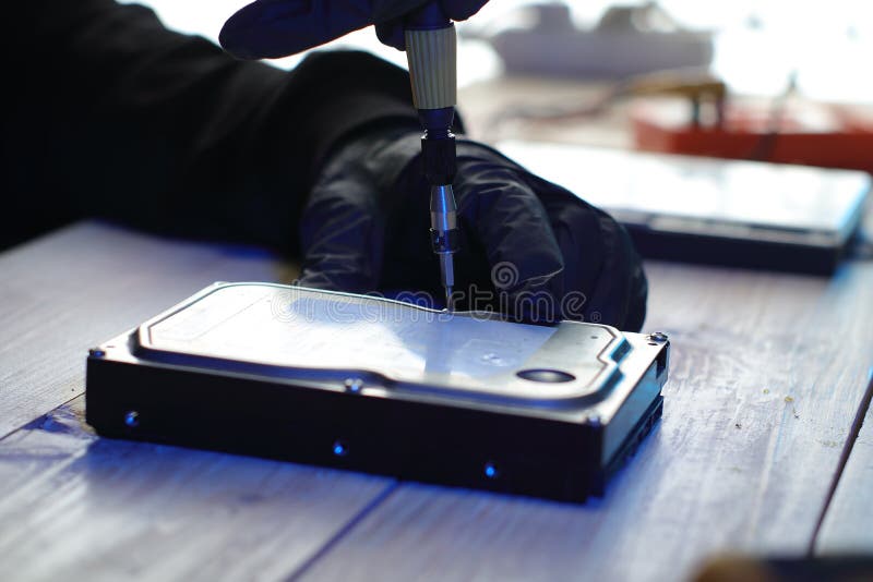Repairing the Hard Drive from the Computer on the Table Stock Image ...