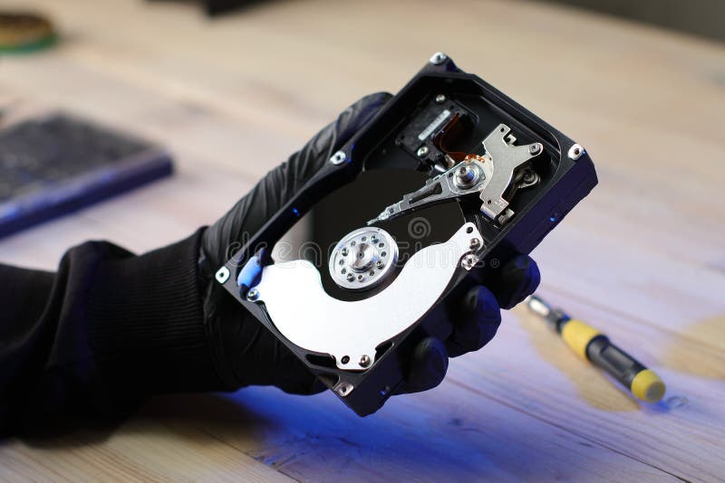 Repairing the Hard Drive from the Computer on the Table Stock Photo ...