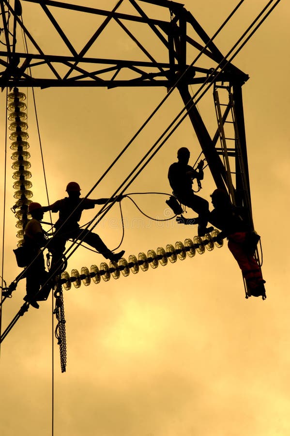 Repairing a power line stock image. Image of tower, safety - 22643897