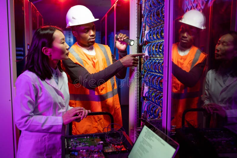 Repairing Server in Data Center Stock Photo - Image of hardhat ...