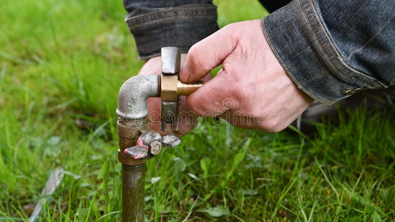 Repairing the Street Water Pipe Stock Image - Image of outside, plumber ...