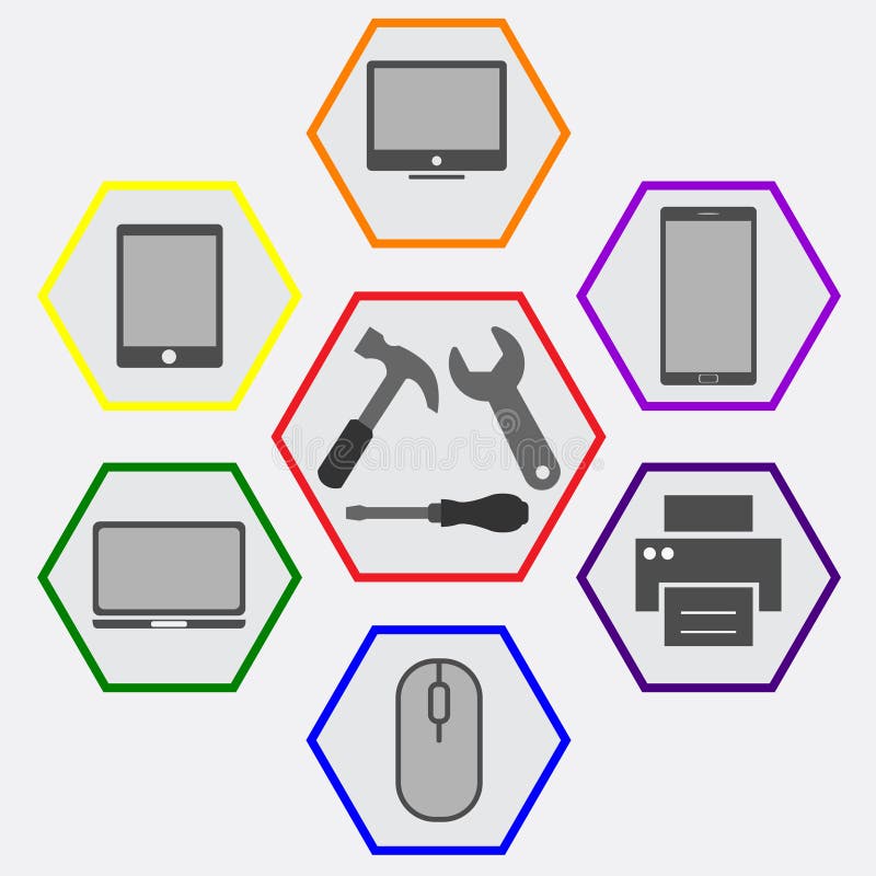 Repairing Tools for Computer Equipment Stock Illustration ...