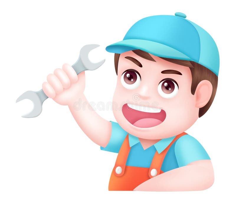 Mechanic Repair Maintenance Man Cartoon Style Stock Illustration ...