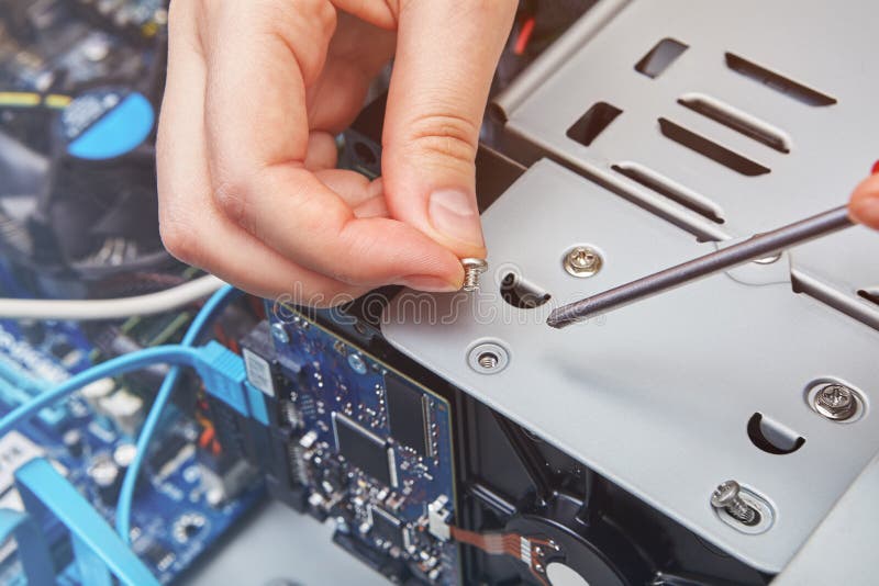 Repairman is Changing HDD of Personal Computer Stock Image - Image of ...