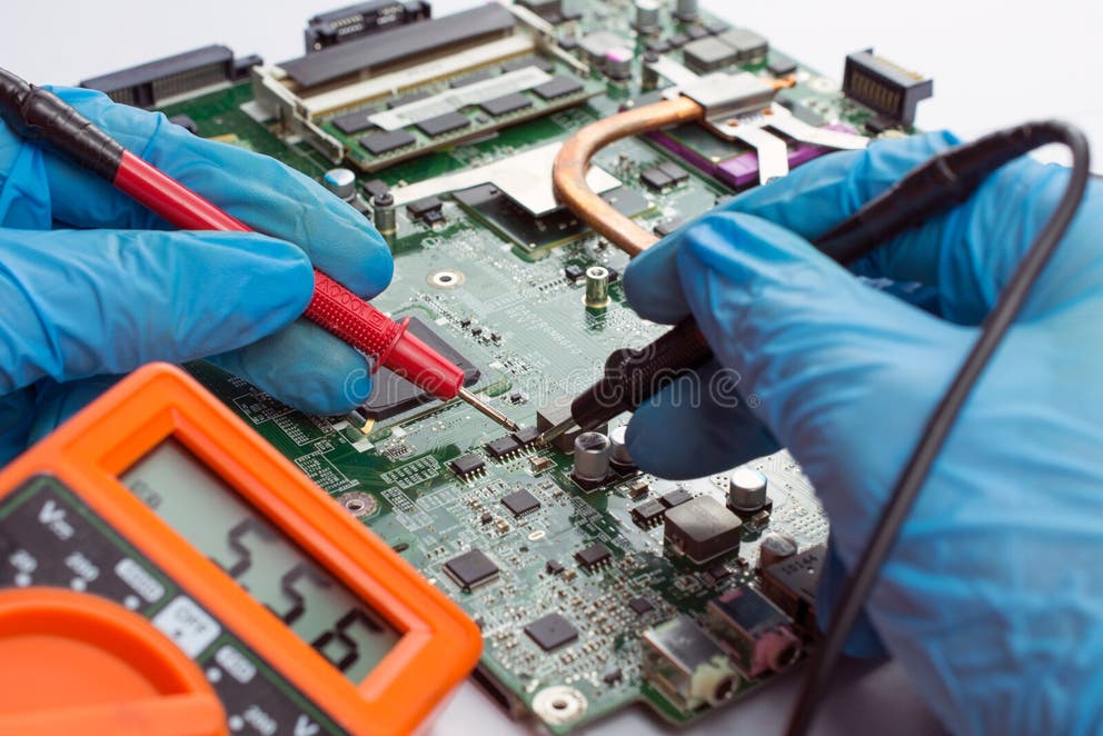 Repairman Fixing Broken Computer Stock Photo - Image of chip ...