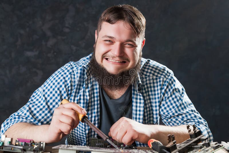 Repairman Fixing Problem with Soldering Tool Stock Image - Image of ...