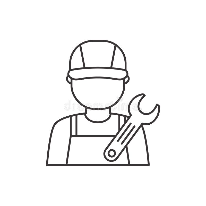 Repairman Icon in Line Style Stock Vector - Illustration of profile ...