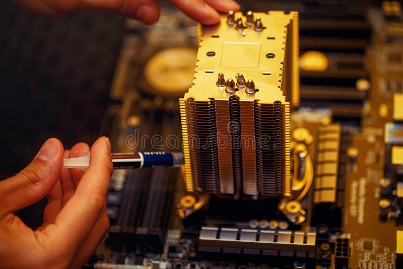 Repairman Repairs the Computer, Removing the Computer Motherboard Stock ...