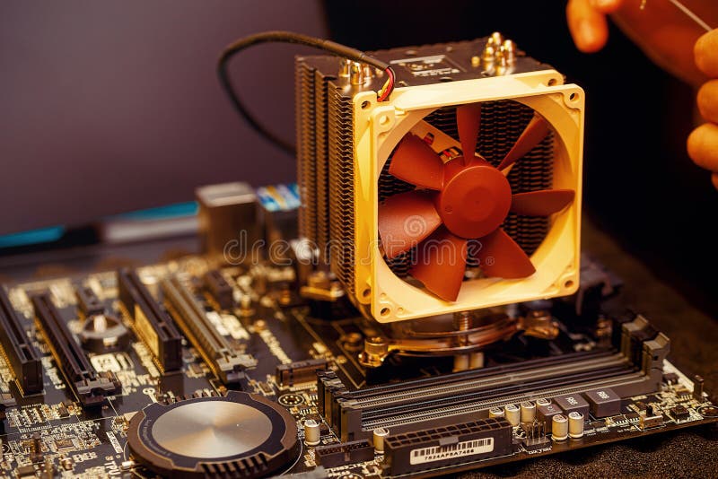 Repairman Repairs the Computer, Removing the Computer Motherboard Stock ...
