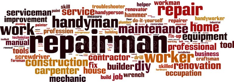Repairman word cloud stock vector. Illustration of manual - 185077987