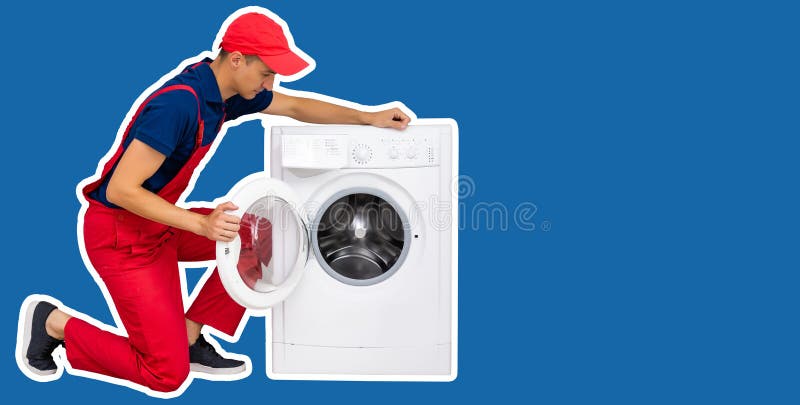 The Repairman in Worker Suit with the Professional Tools Box is Fixing ...