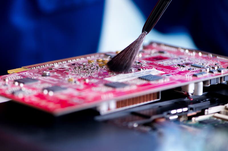 Repairman Working in Technical Support Fixing Computer Laptop Tr Stock ...