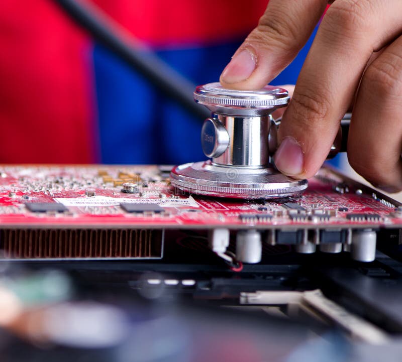 Repairman Working in Technical Support Fixing Computer Laptop Tr Stock ...