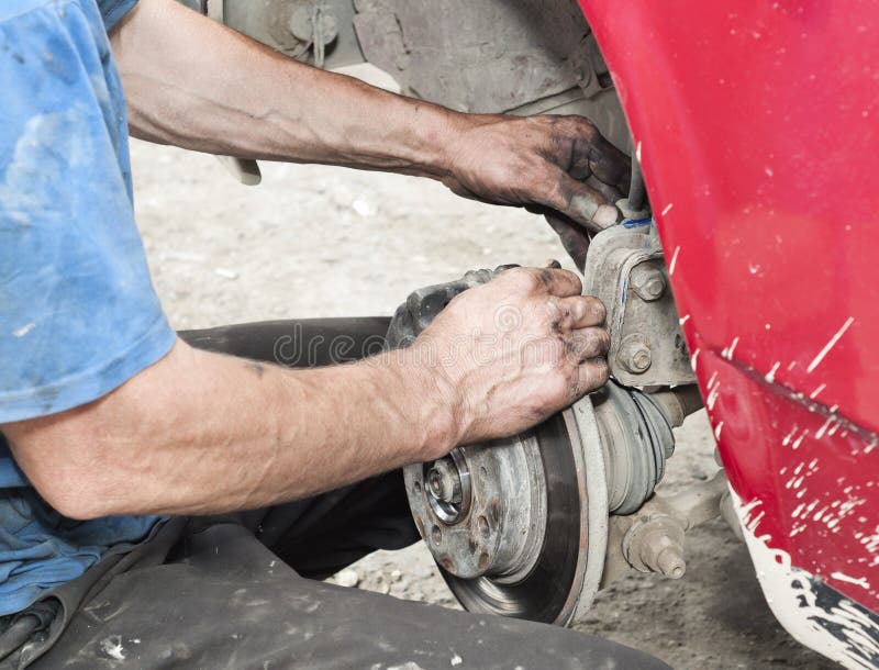Repairs a brake stock photo. Image of engine, maintain - 42711704
