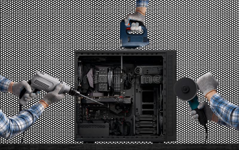 Repairs Broken Desktop Computer Inside Stock Photo - Image of ...