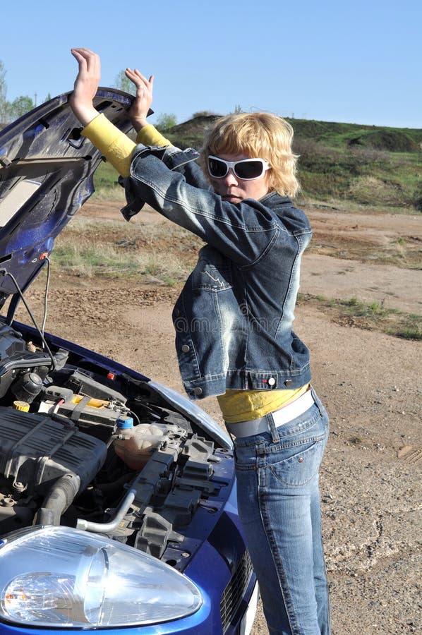 Repairs on the Road, Car Service Stock Image - Image of sedan, roadside ...