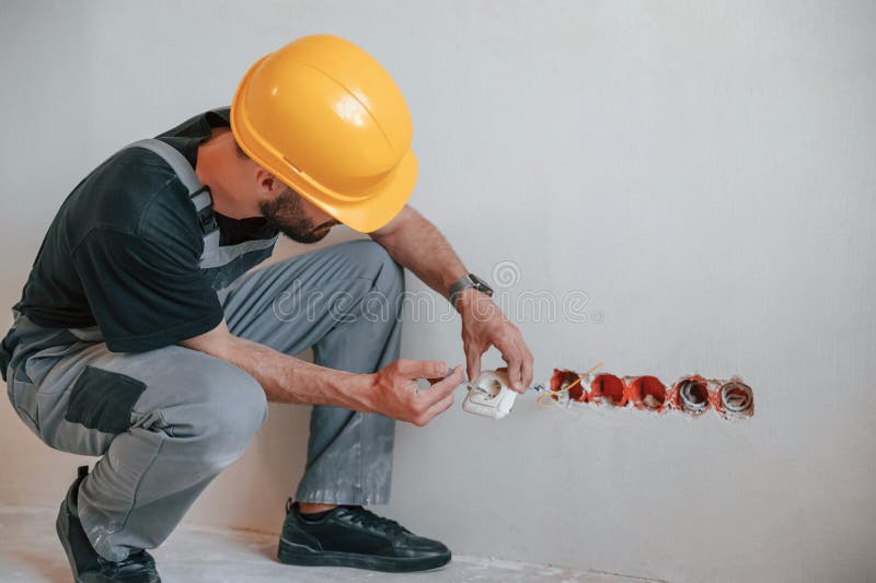 Repairs Sockets. the Man is in the Apartment Stock Image - Image of ...
