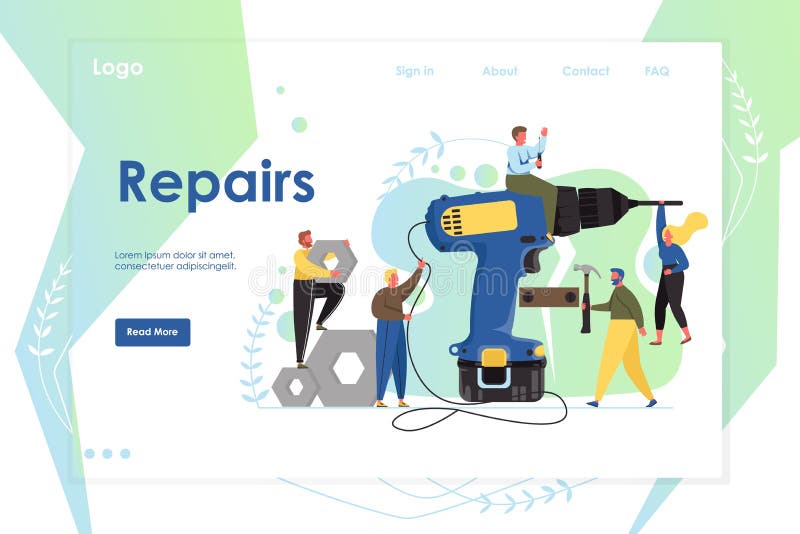 Repairs Vector Website Landing Page Design Template Stock Vector ...