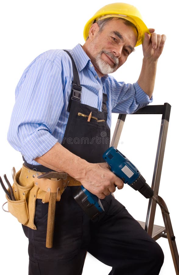 Reparador feliz imagen de archivo. Imagen de profesional - 4474961