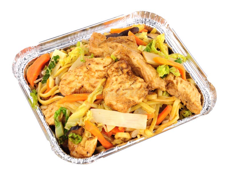 Repas Chinois De Chow Mein Take Away De Poulet Photo stock - Image du ...