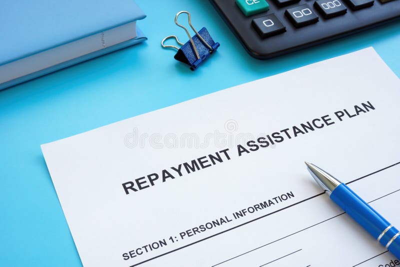 Repayment Assistance Plan Application with Pen and Calculator. Stock ...