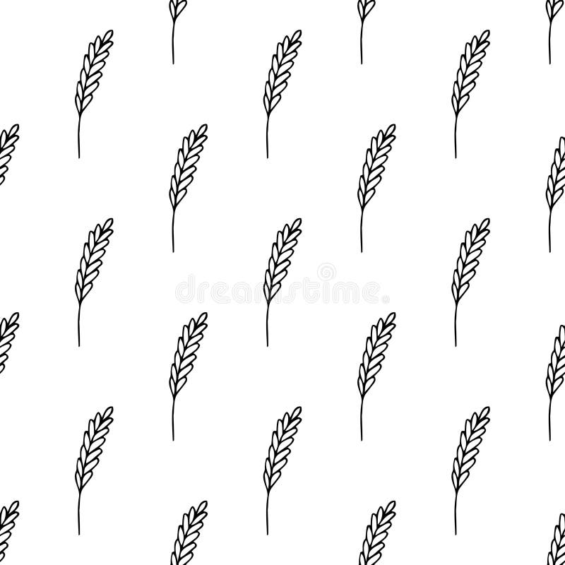 Wheat Seamless Pattern. Repeating Malt Texture. Repeated Black Bakery ...