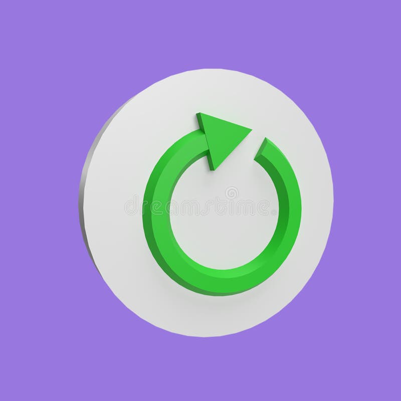 Repeat Button 3d Icon Model Cartoon Style Concept. Render Illustration ...