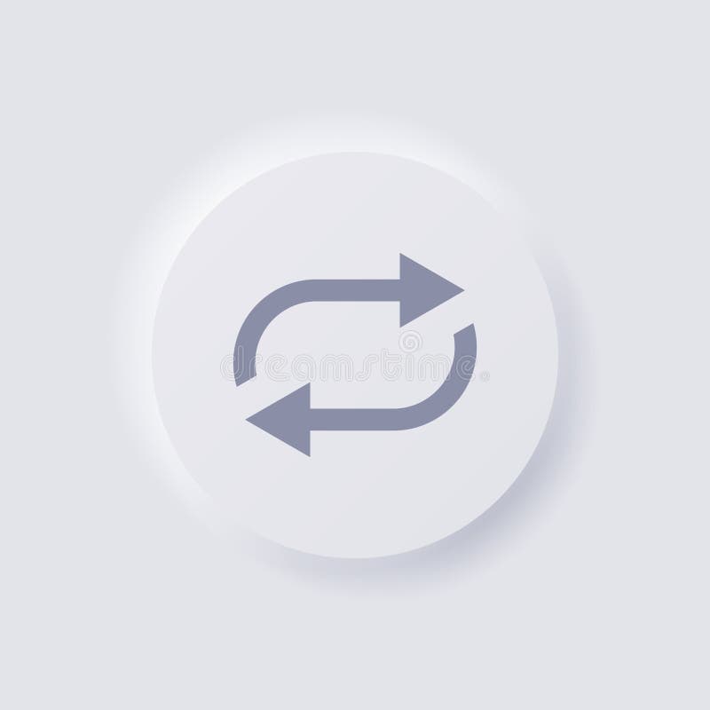 Repeat Button Icon, White Neumorphism Soft UI Design. Stock Vector ...