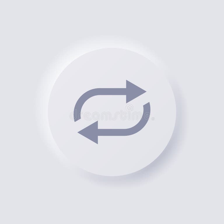 Repeat Button Icon, White Neumorphism Soft UI Design. Stock Vector ...
