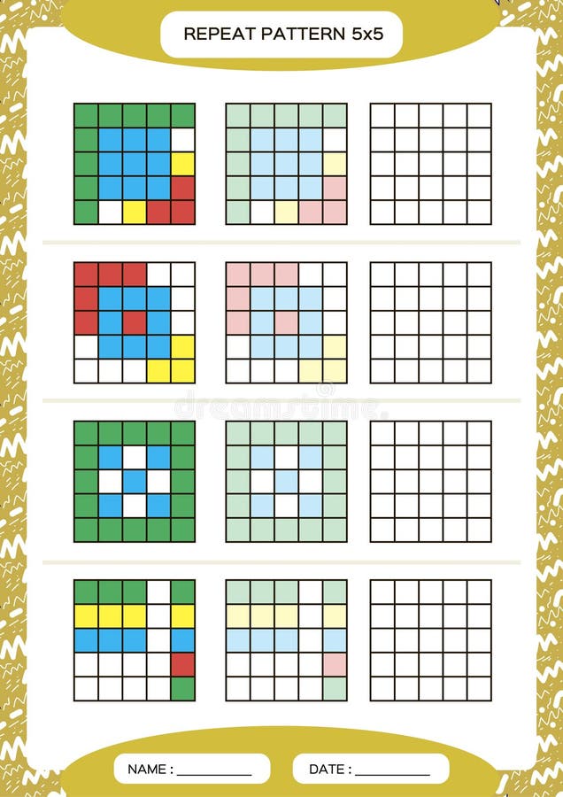 Repeat Colorful Pattern. Cube Grid with Squares. Special for Preschool ...