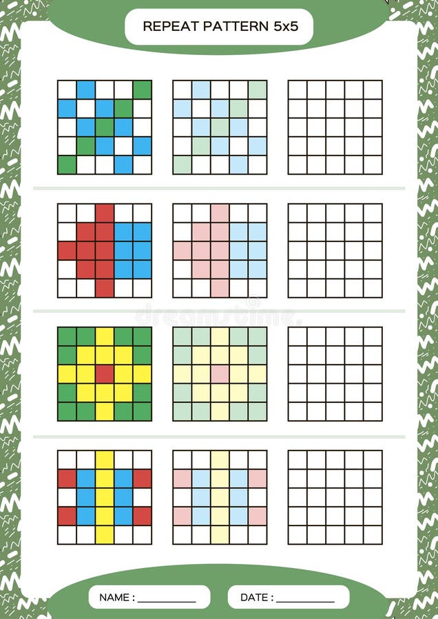 Repeat Colorful Pattern. Cube Grid with Squares. Special for Preschool ...