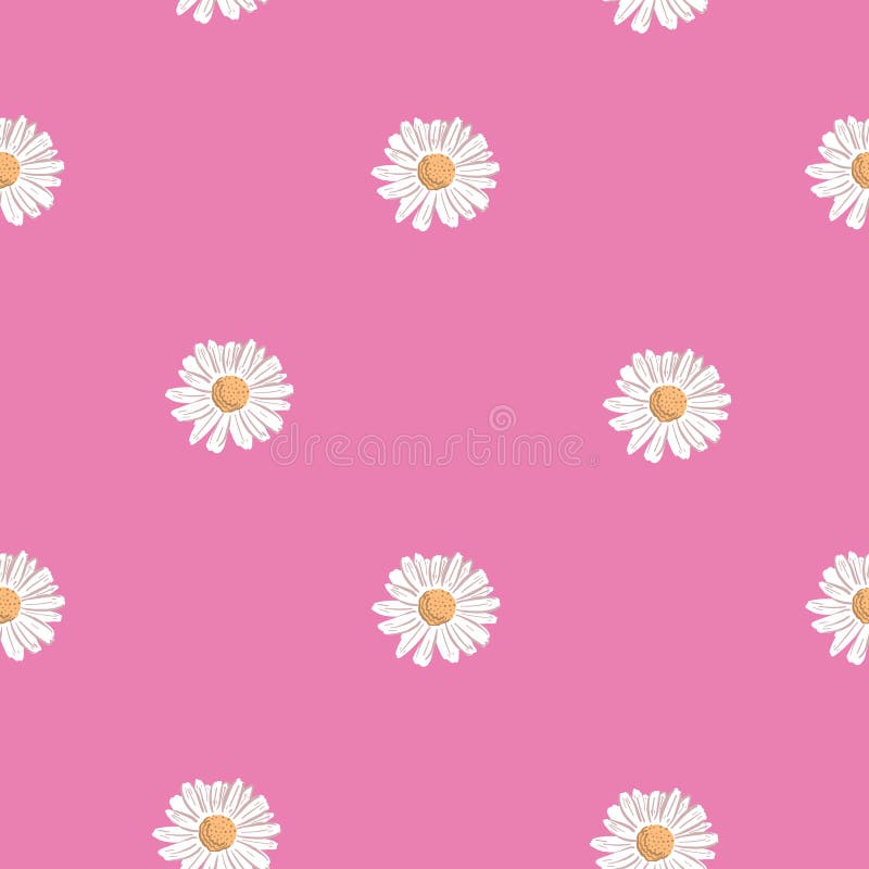 Repeat Daisy Flower Pattern with Pink Background. Seamless Floral ...