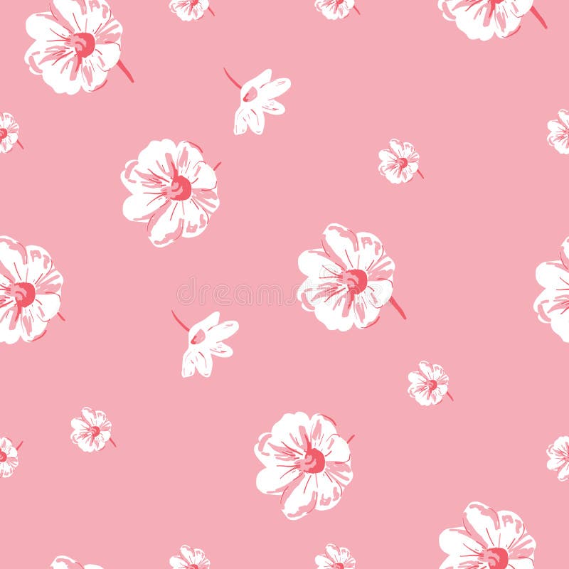 Repeat Daisy Flower Pattern with Pink Background. Seamless Floral ...