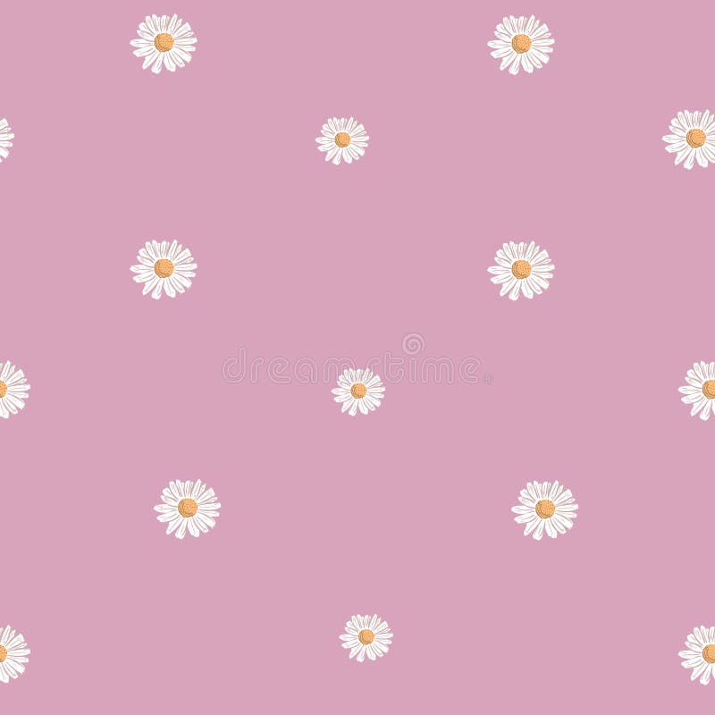 Repeat Daisy Flower Pattern with Pink Purple Background. Seamless ...