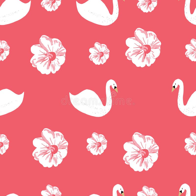 Repeat Daisy Flower Pattern with Red Background. Seamless Floral ...