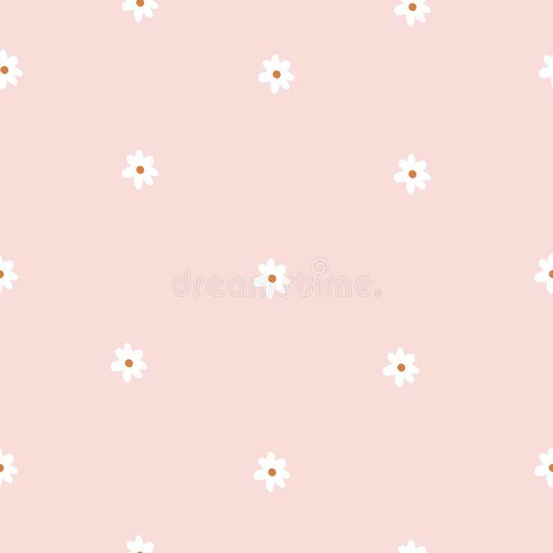 Repeat Daisy Wildflower Pattern with Light Pink Background. Seamless ...