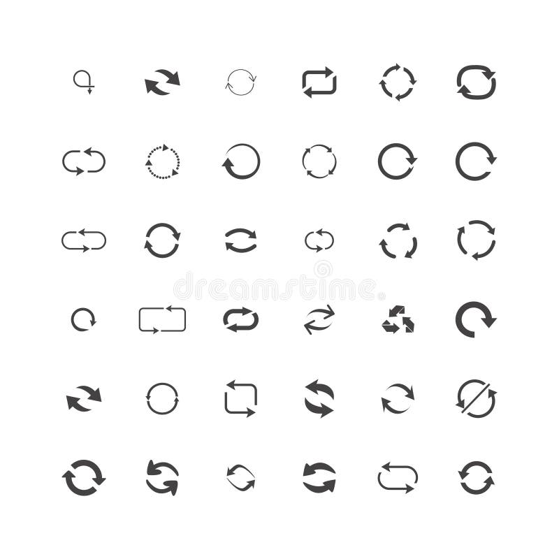 Repeat Icons Set. Set of 36 Refresh Filled Icons Such As Reload, Update ...