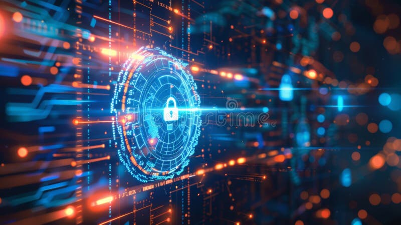 Repeat Motif of Cybersecurity Visuals. Stock Illustration ...