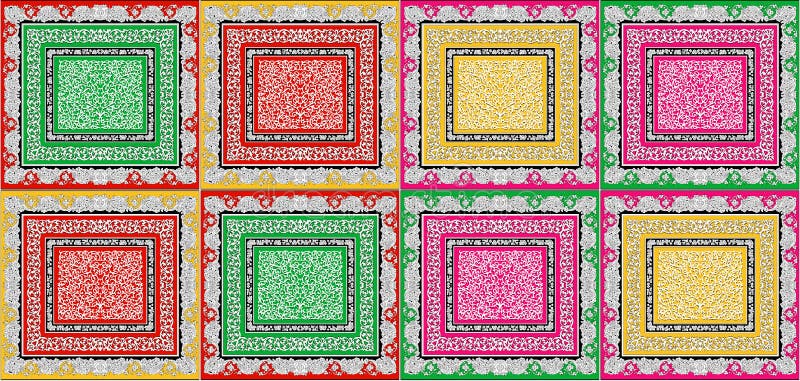 Repeat Multi Colored Decorated Hand Drawn Rendered Traced Embraided ...