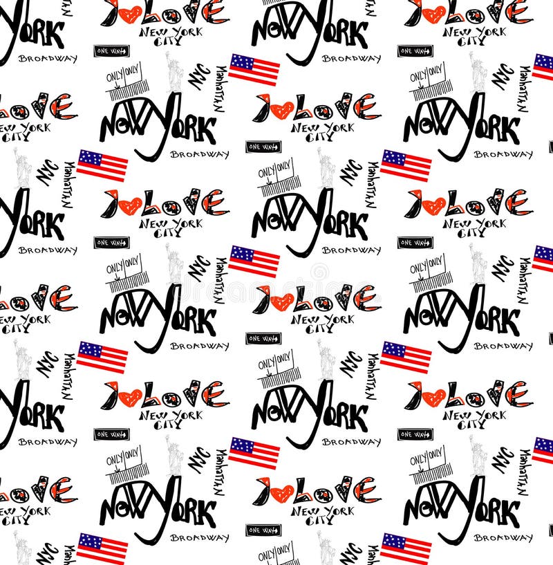 Repeat New York Color Pattern White Background Stock Illustration ...