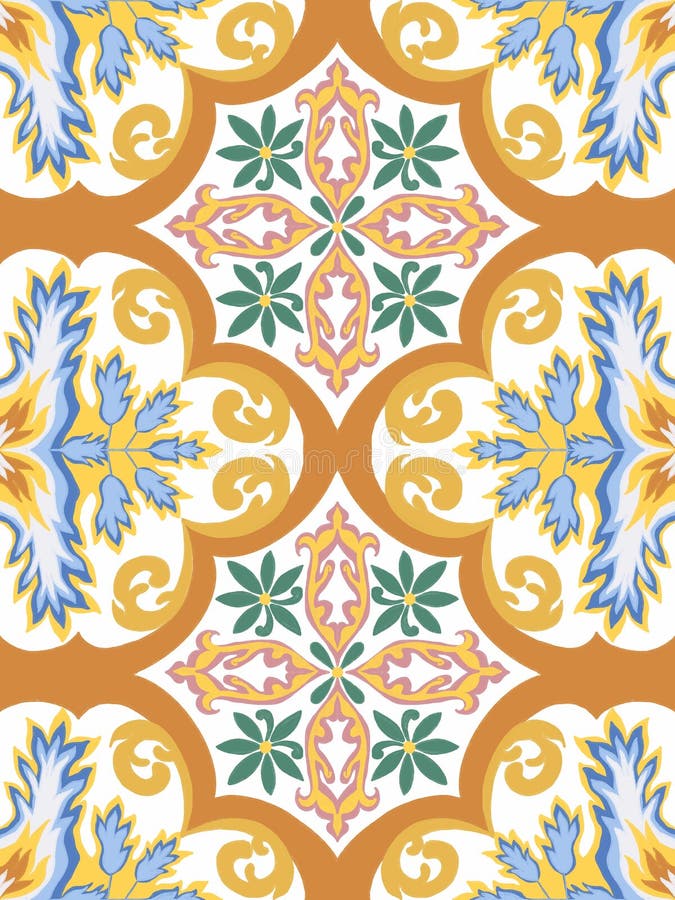 Repeat Pattern Abstract Beautiful Mediterranian Splash Ceramic Tile ...