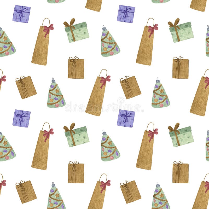 Repeat Pattern Christmas Gift Boxes of Different Sizes with Colorful ...