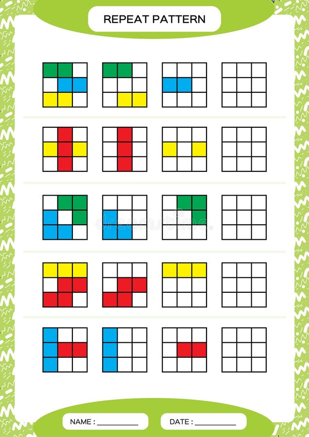 Repeat Pattern. Cube Grid with Colorfull Squares. Special for Preschool ...