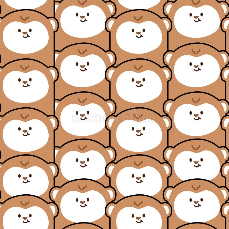 Repeat.Seamless Pattern of Cute Face Monkey Background Stock Vector ...