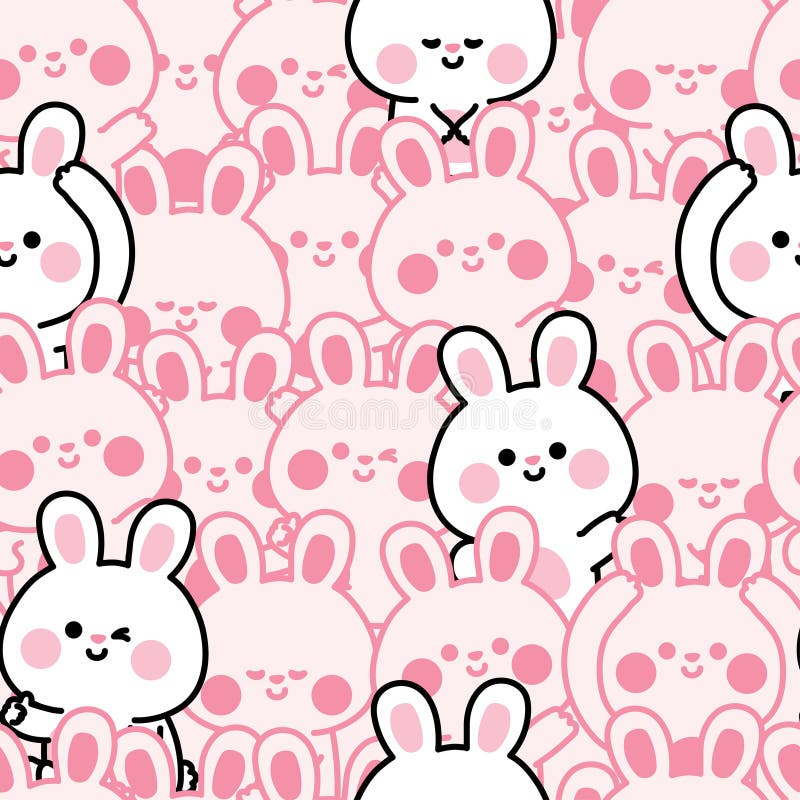 Repeat.Seamless Pattern of Cute Rabbit Bunny in Various Feeling and ...