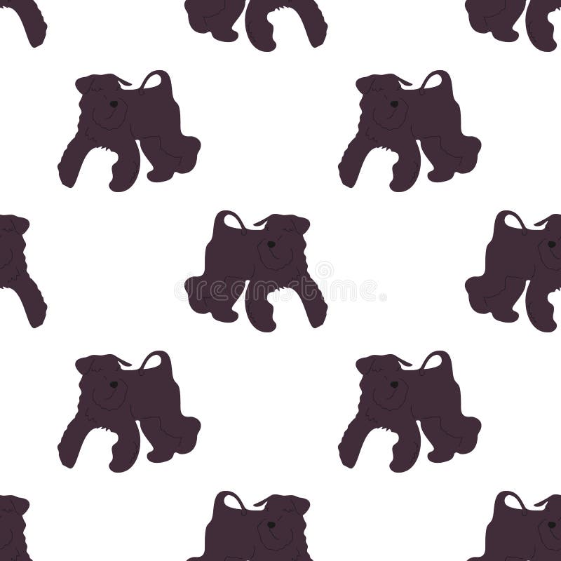 Repeat Seamless Pattern with Flat Style Cute Terrier Dogs on White ...