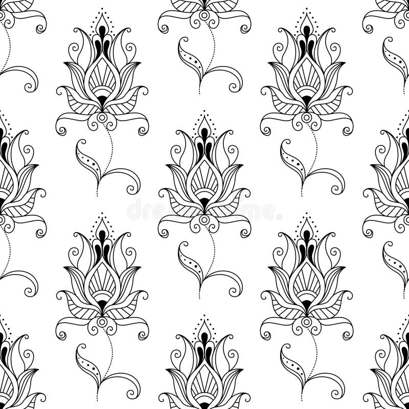 Repeat Seamless Pattern of Persian Floral Motifs Stock Vector ...
