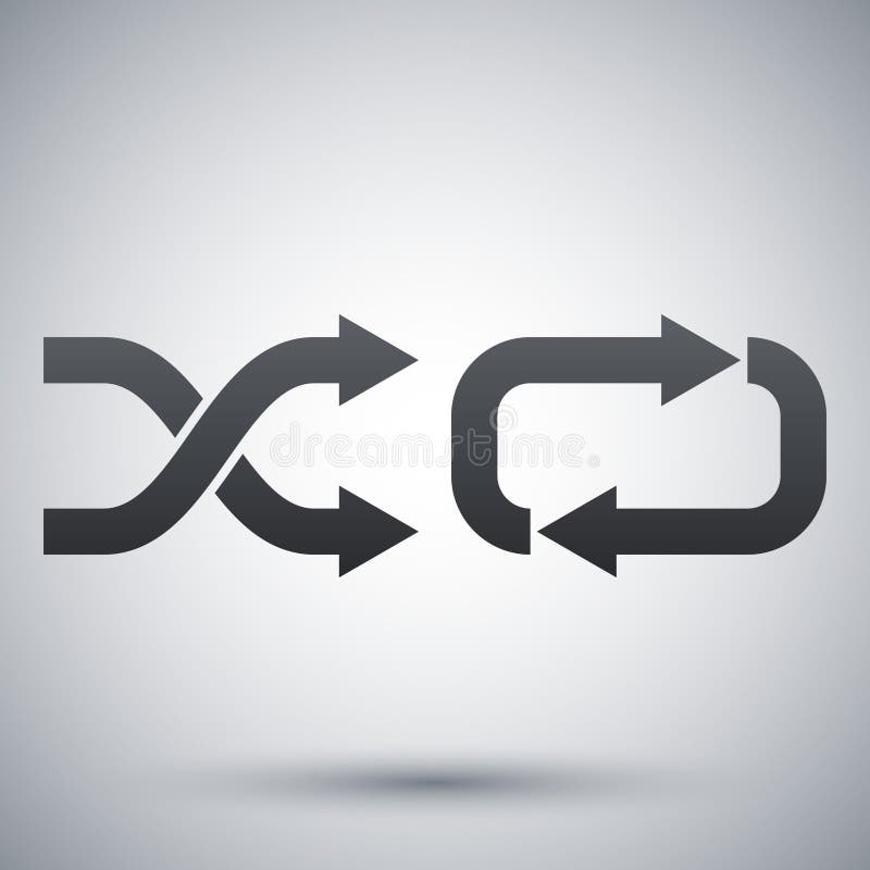 Repeat and Shuffle Icons. Stock Vector Illustration Isolated on Blue ...