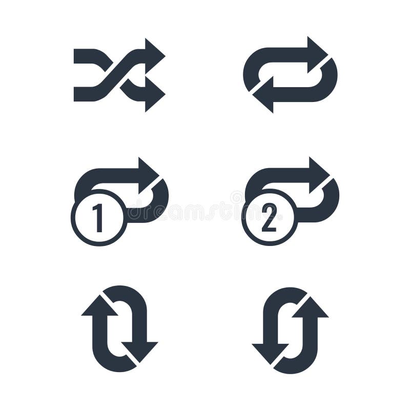 Repeat and Shuffle Multimedia Player Icon Set. Stock Vector ...